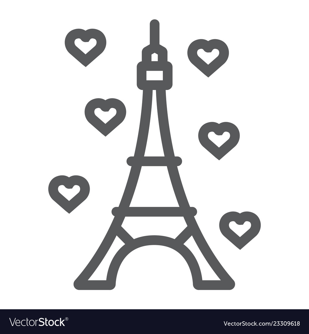 Eiffel tower line icon france and paris Royalty Free Vector