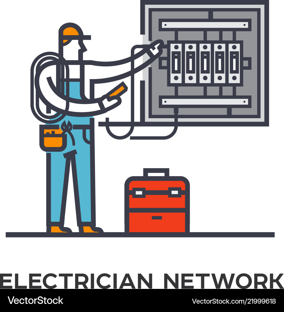Electrician conducts electricity in electrical Vector Image