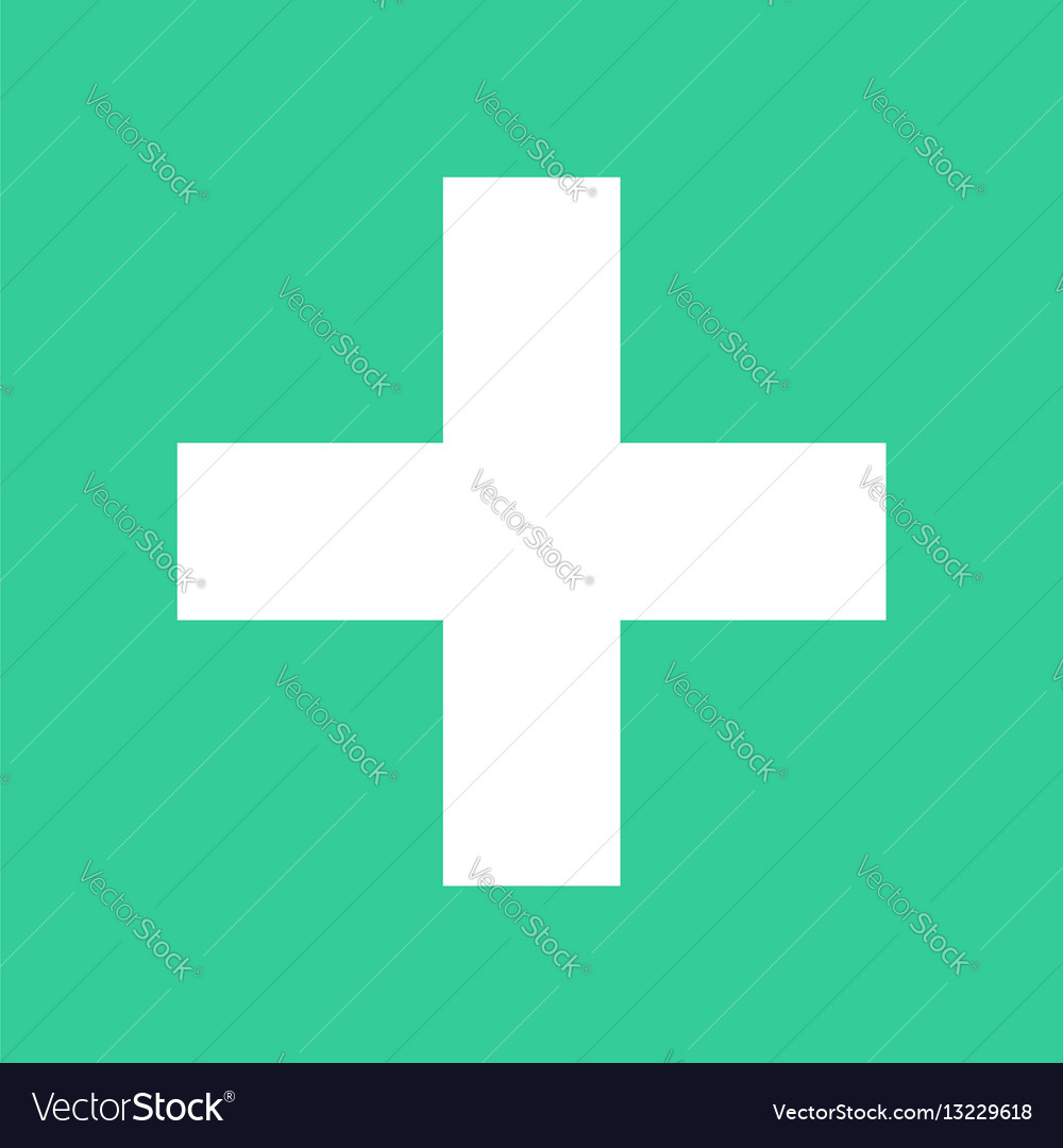 Flat Plus Icon Addition Square Sign Button Vector Image