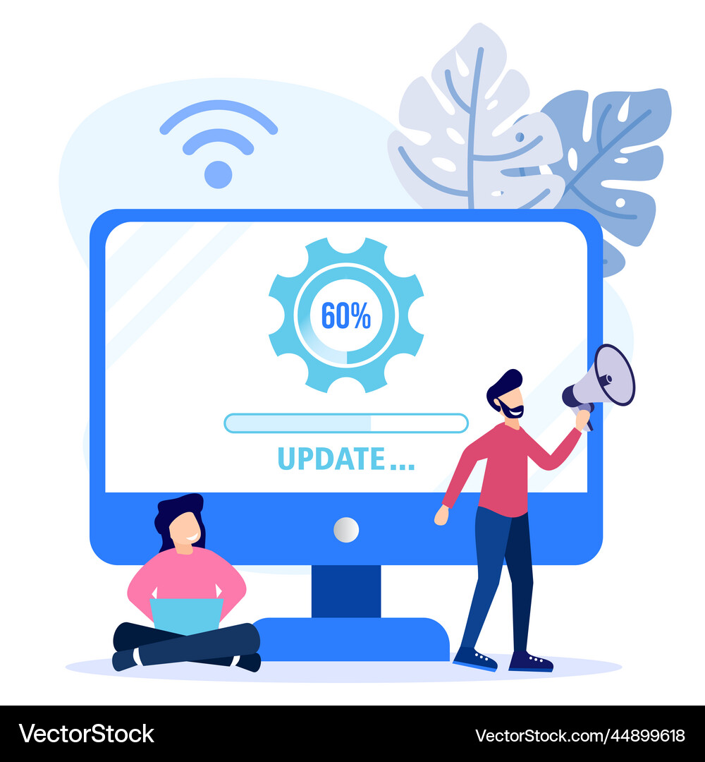 Graphic cartoon character of system update Vector Image