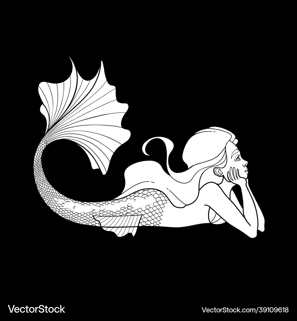 Graphic mermaid isolated on white background Vector Image