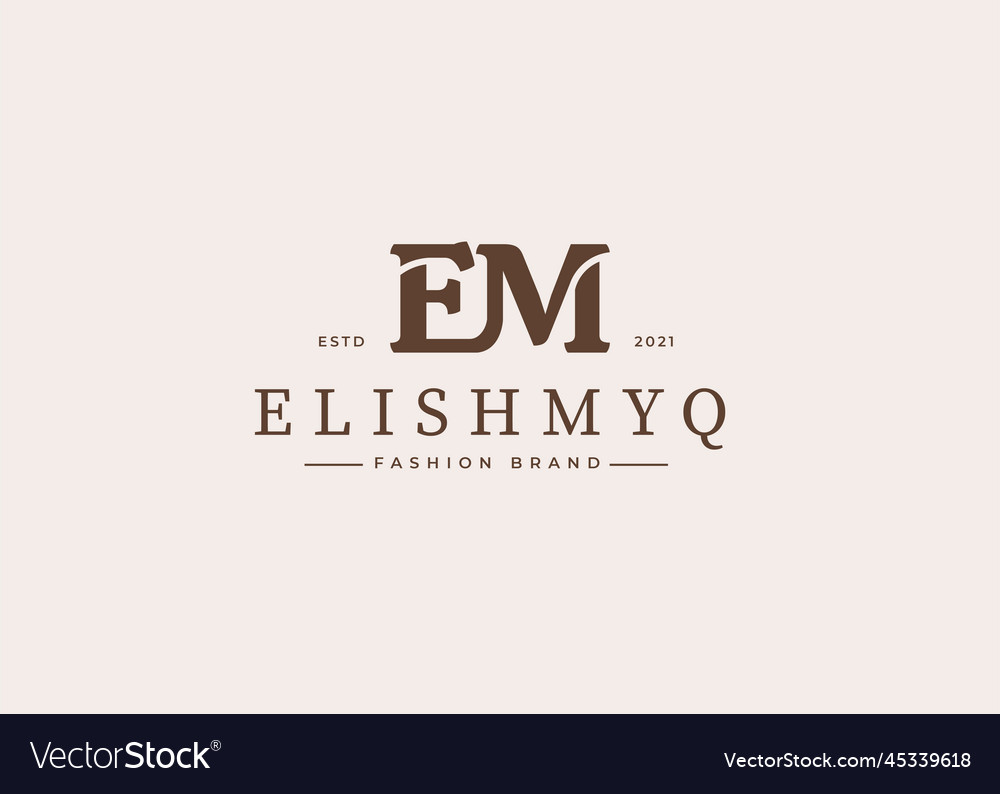 Initial e m letter logo design template Royalty Free Vector