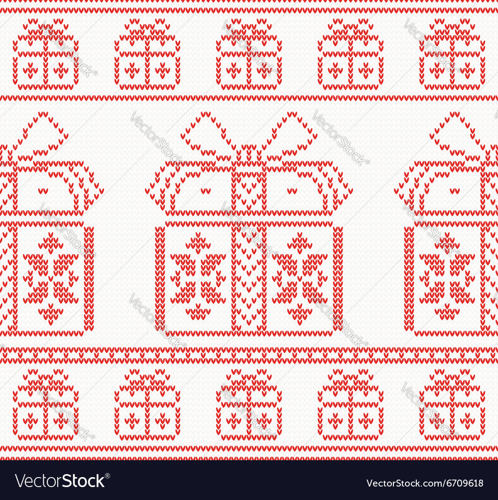 Knitted pattern with gift boxes Royalty Free Vector Image
