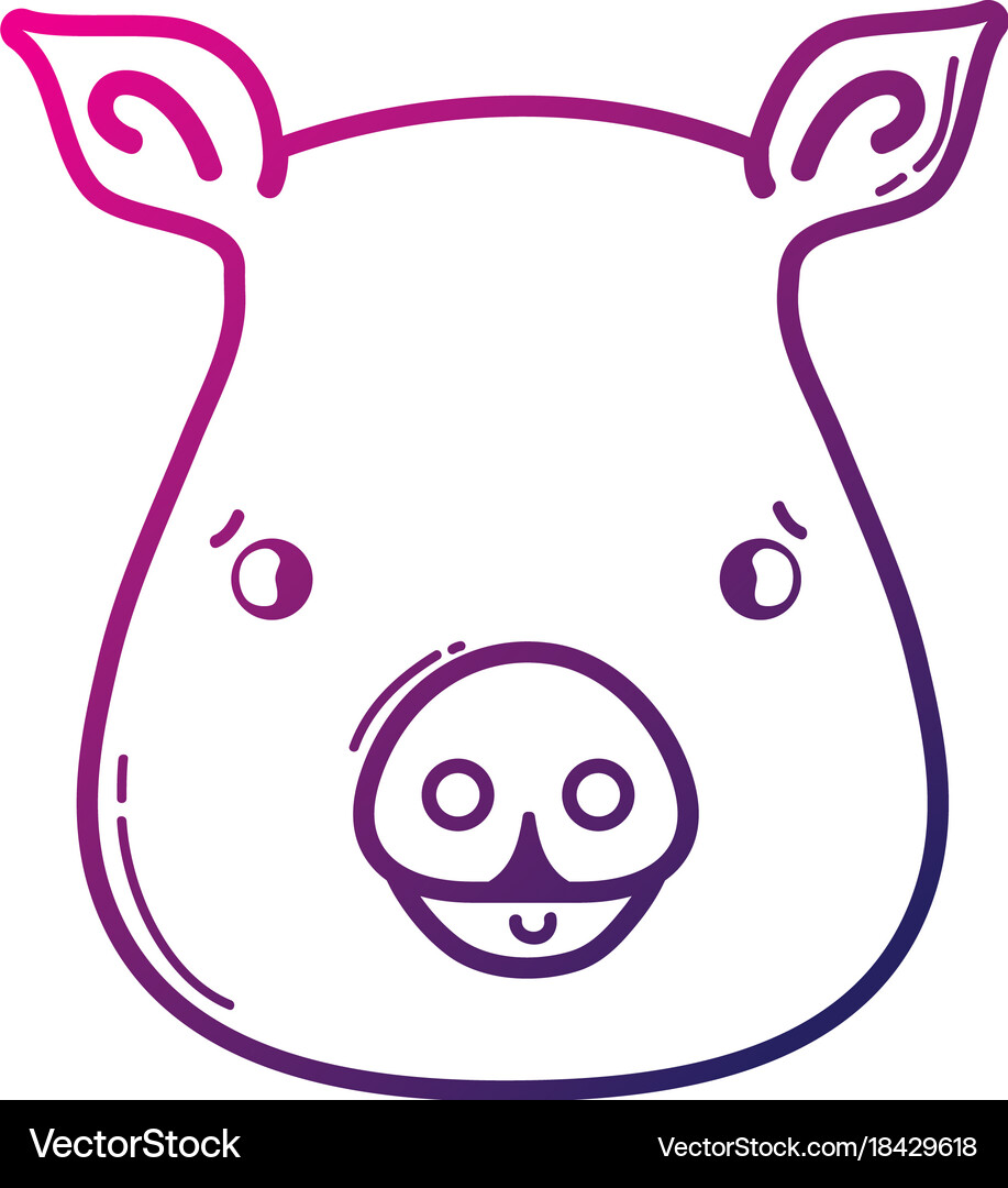 Line cute pig head wild animal Royalty Free Vector Image