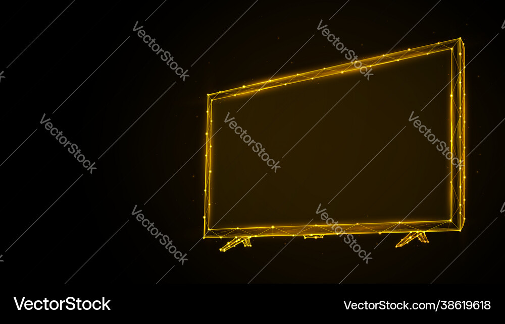 Polygonal led or lcd tv on black background Vector Image