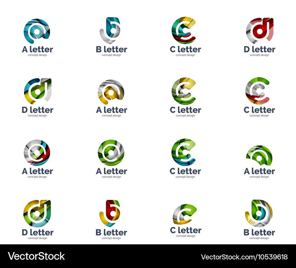 Set of abstract unusual web letter logo Royalty Free Vector