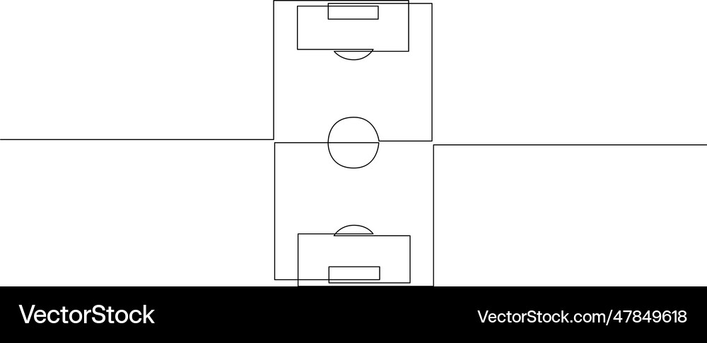Soccer court continuous single line drawing Vector Image