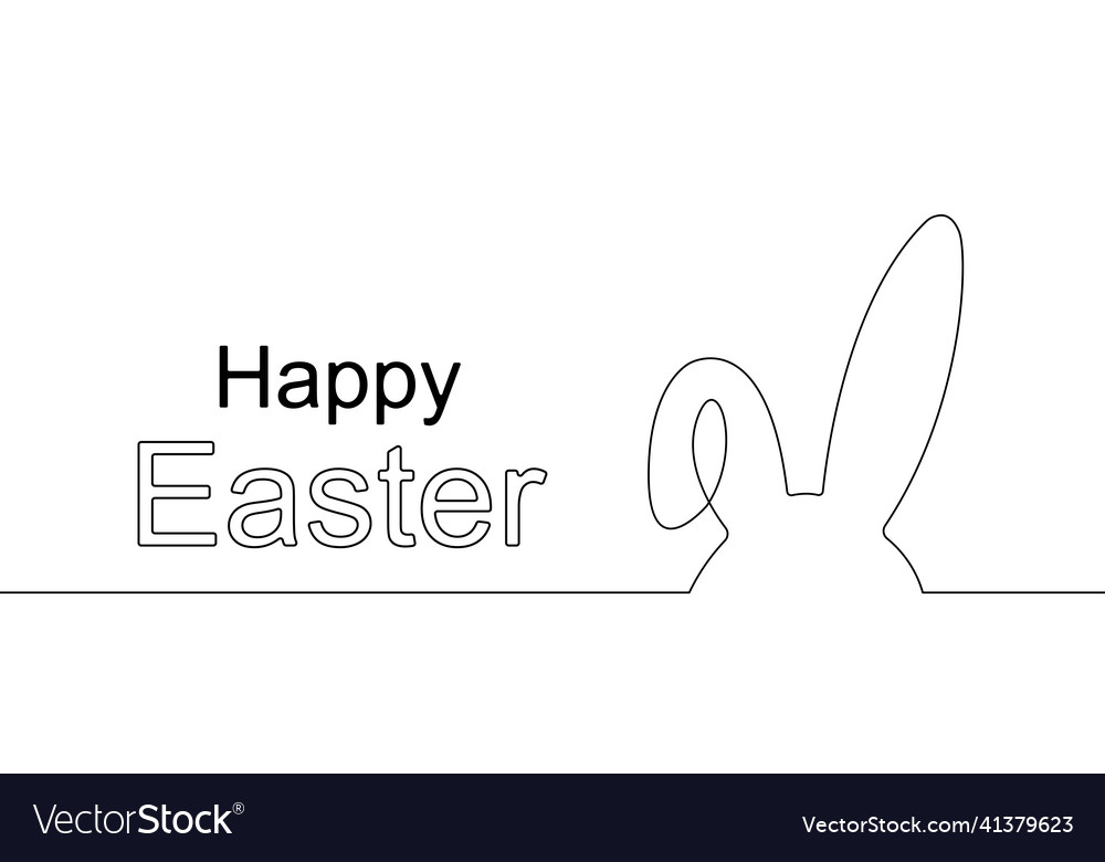 Art style easter card with bunny and happy Vector Image
