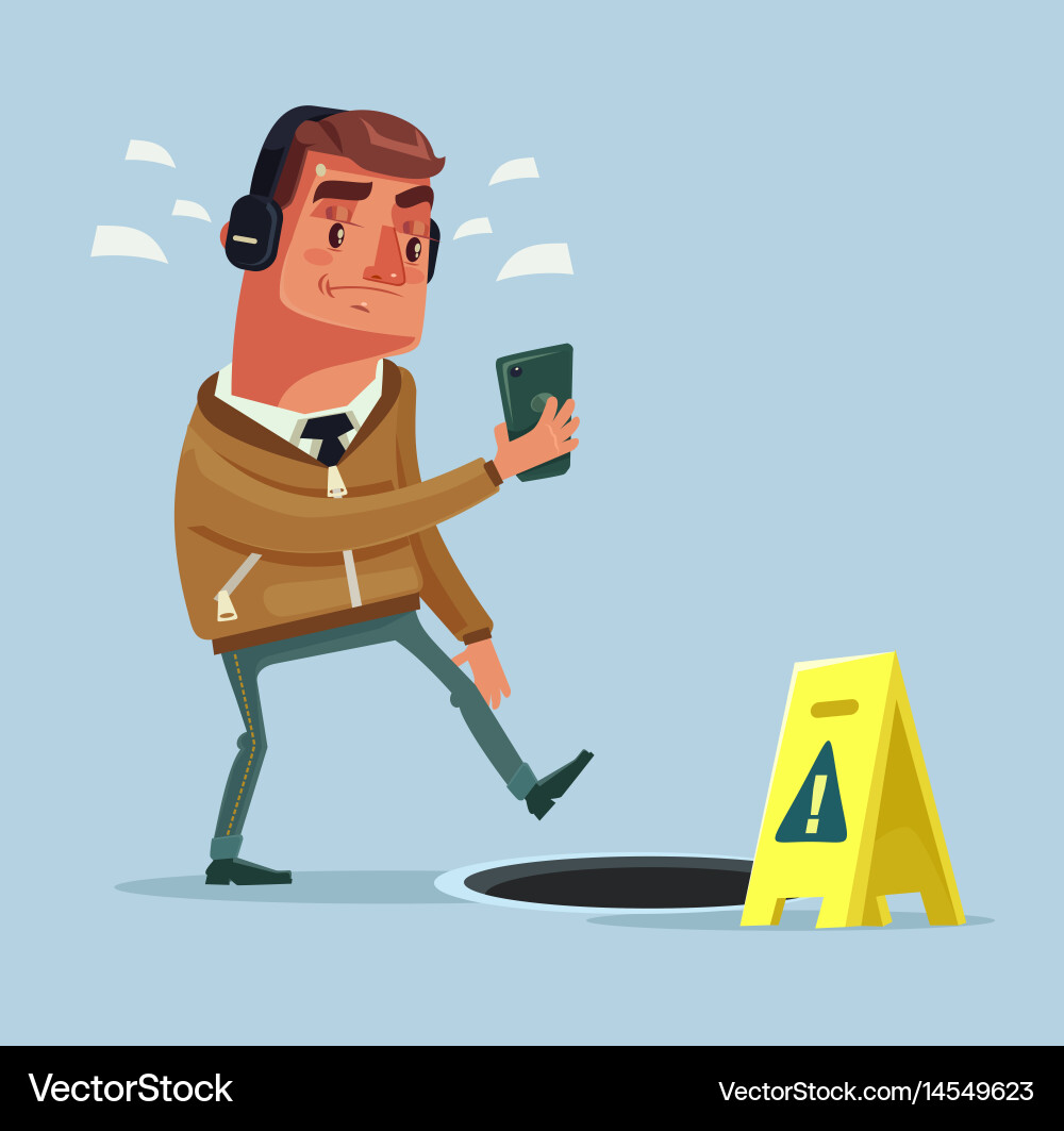 Busy man character going the street Royalty Free Vector