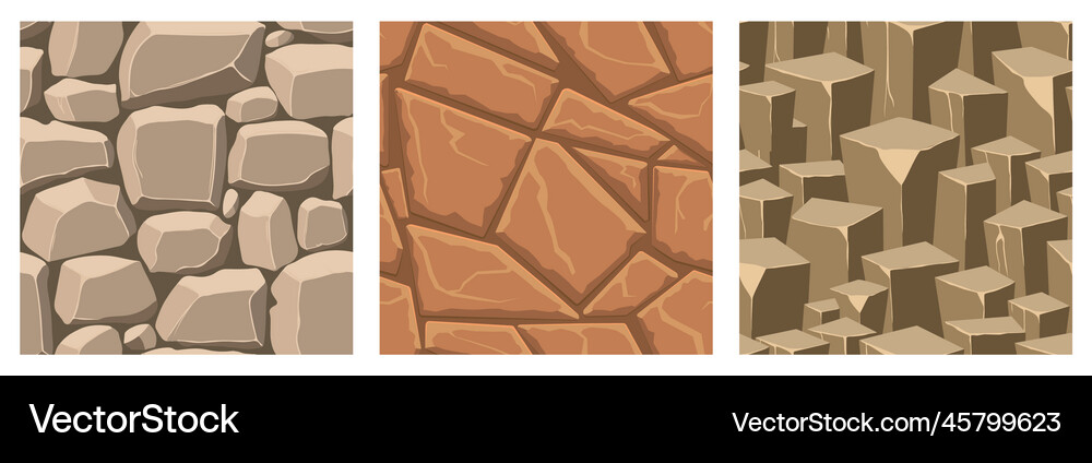 Cartoon game textures rocks dirt and ground Vector Image