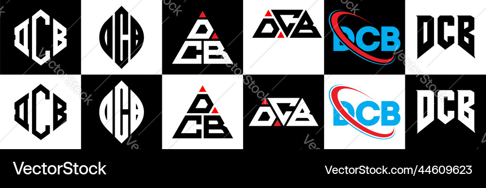 Dcb letter logo design in six style polygon Vector Image