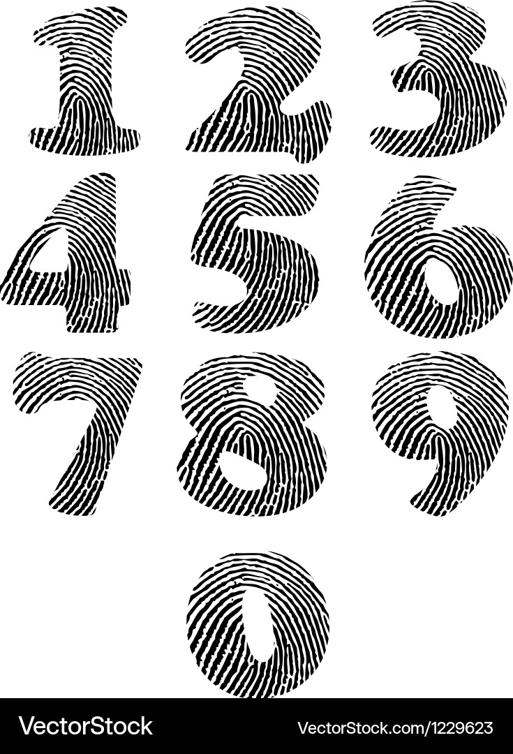 Finger print numbers Royalty Free Vector Image