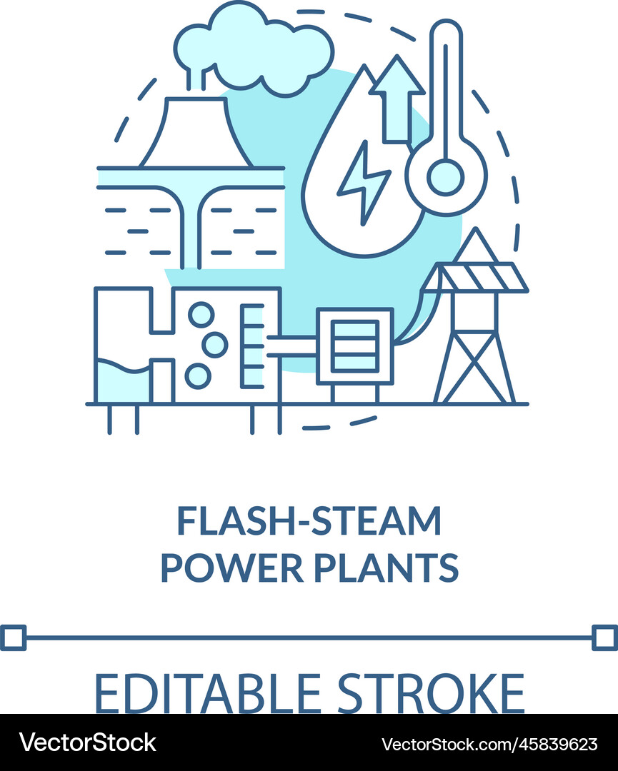 Flash-steam power plant blue concept icon Vector Image
