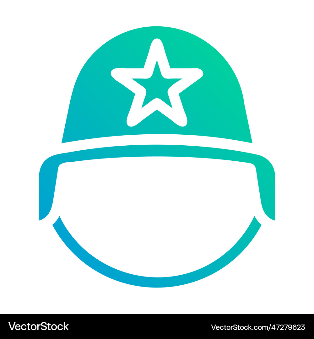 Helmet icon gradient green blue colour military Vector Image