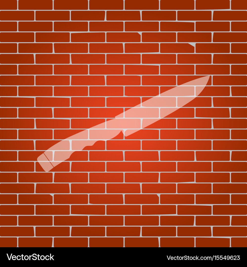 Knife sign whitish icon on brick wall Royalty Free Vector