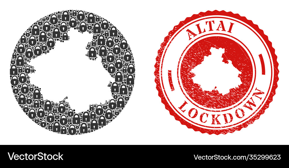 Lockdown scratched seal and lock mosaic inverted Vector Image