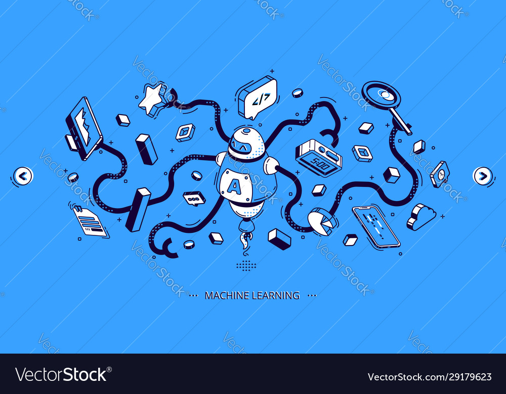 Machine learning banner artificial intelligence Vector Image