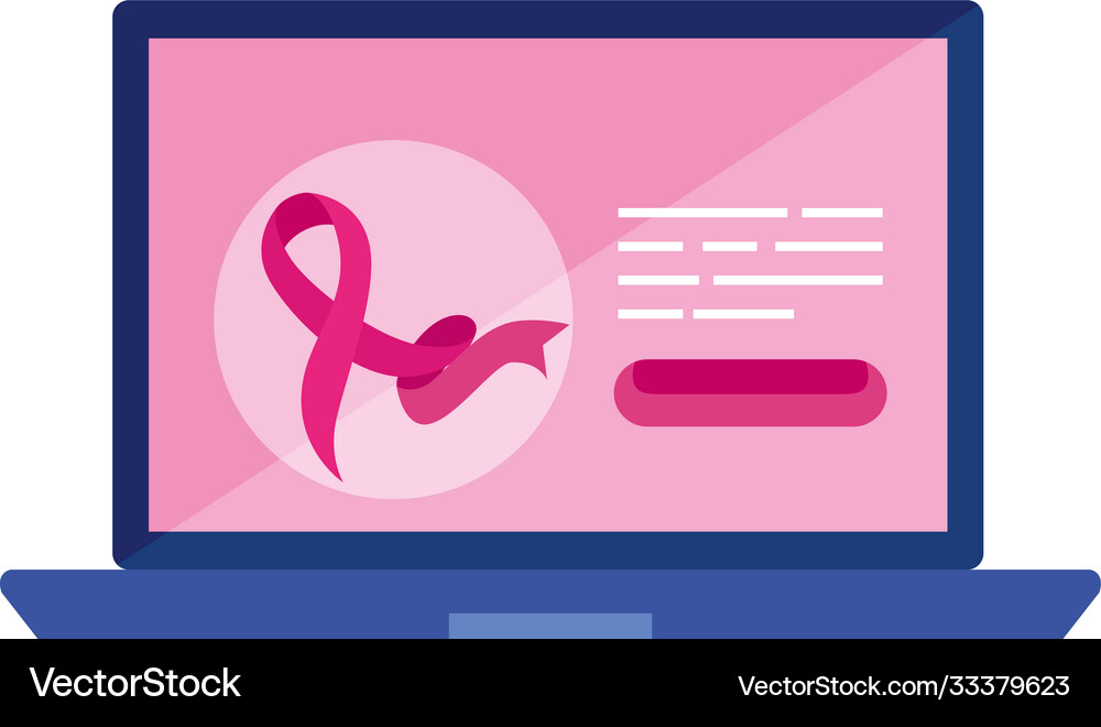 Pink ribbon in laptop design Royalty Free Vector Image