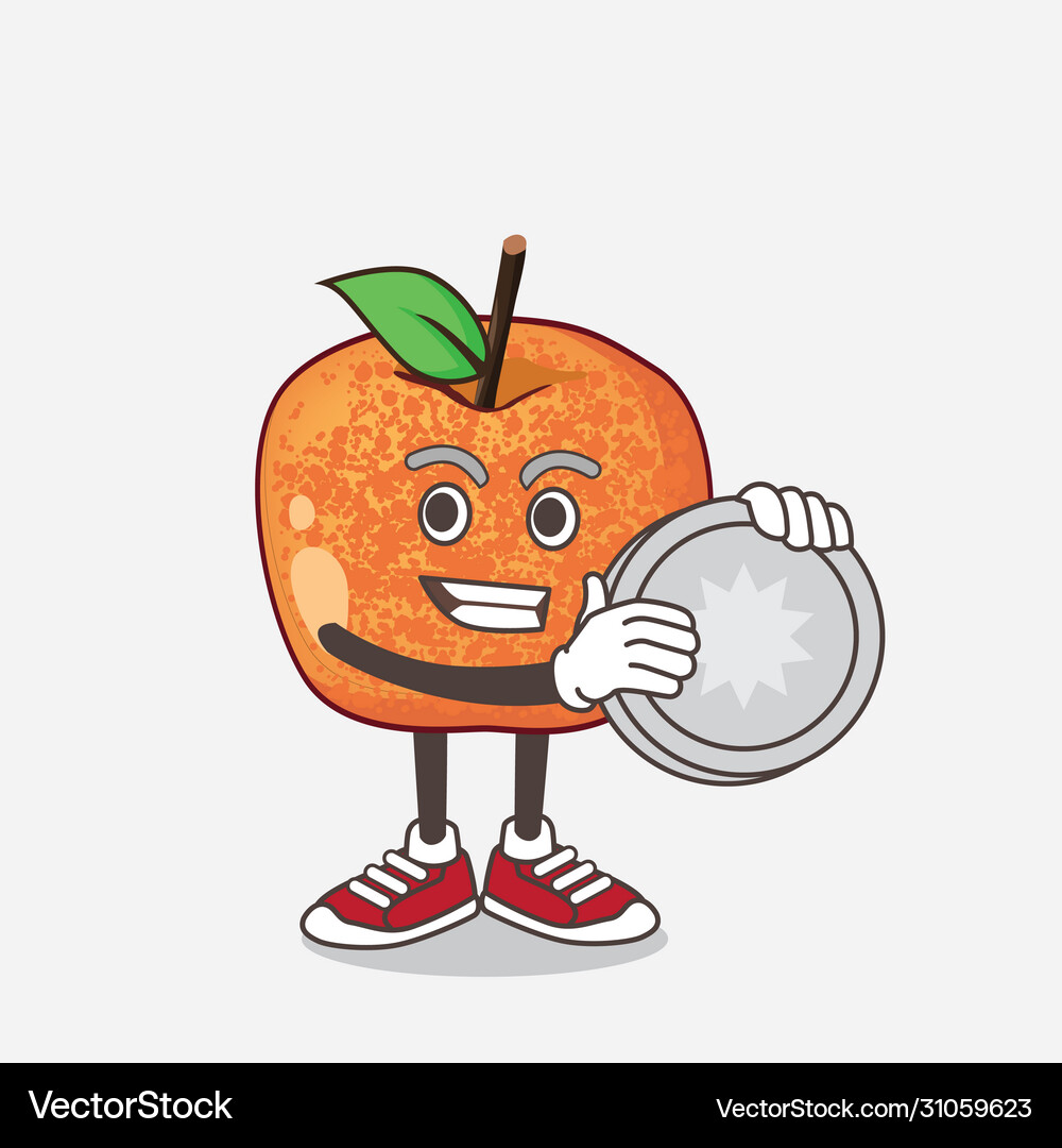 Pluots fruit cartoon mascot character holding Vector Image