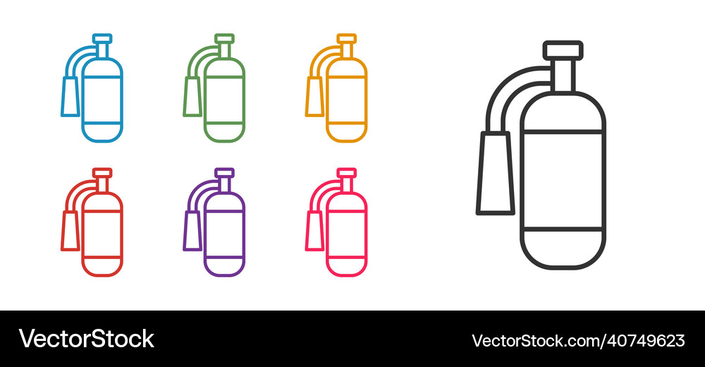 Set line fire extinguisher icon isolated on white Vector Image