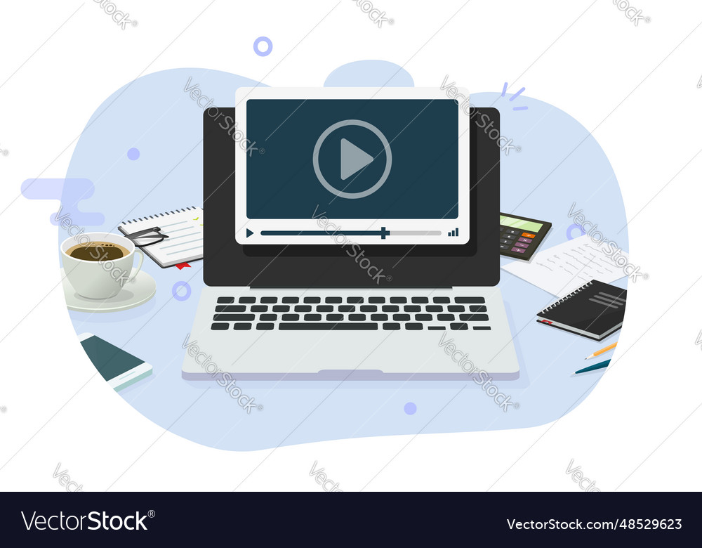 Video webinar learning training class watching Vector Image