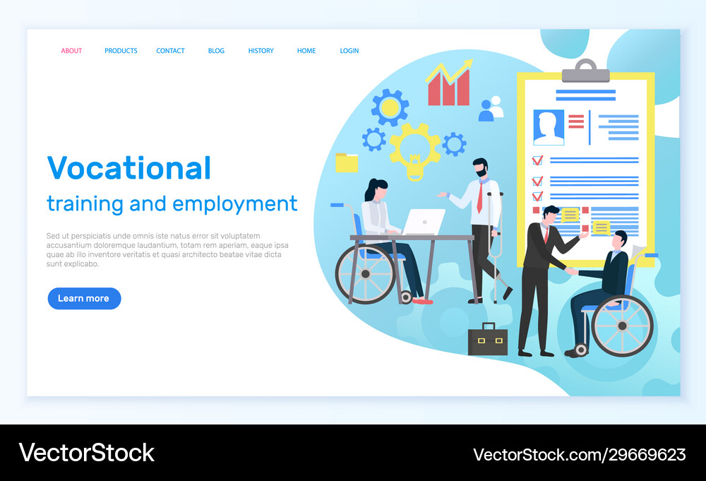 Website vocational training and employment Vector Image