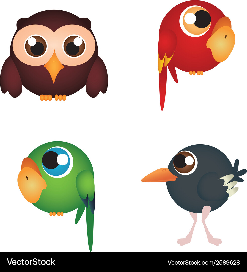 Abstract cute birds on a white background Vector Image