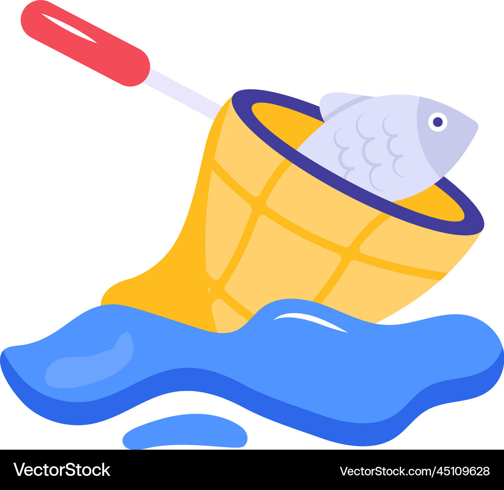An icon of fish net flat design Royalty Free Vector Image