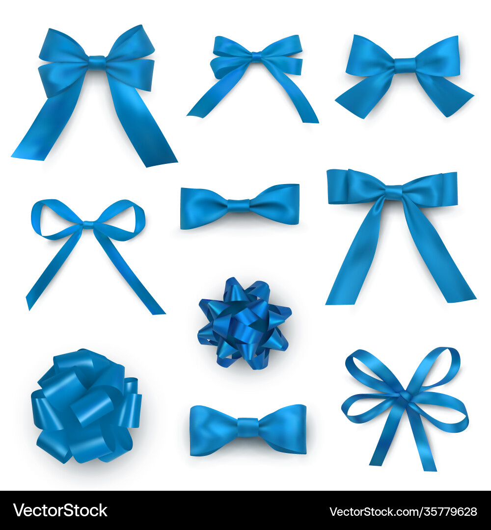 Bows in blue color with two four and more loops Vector Image