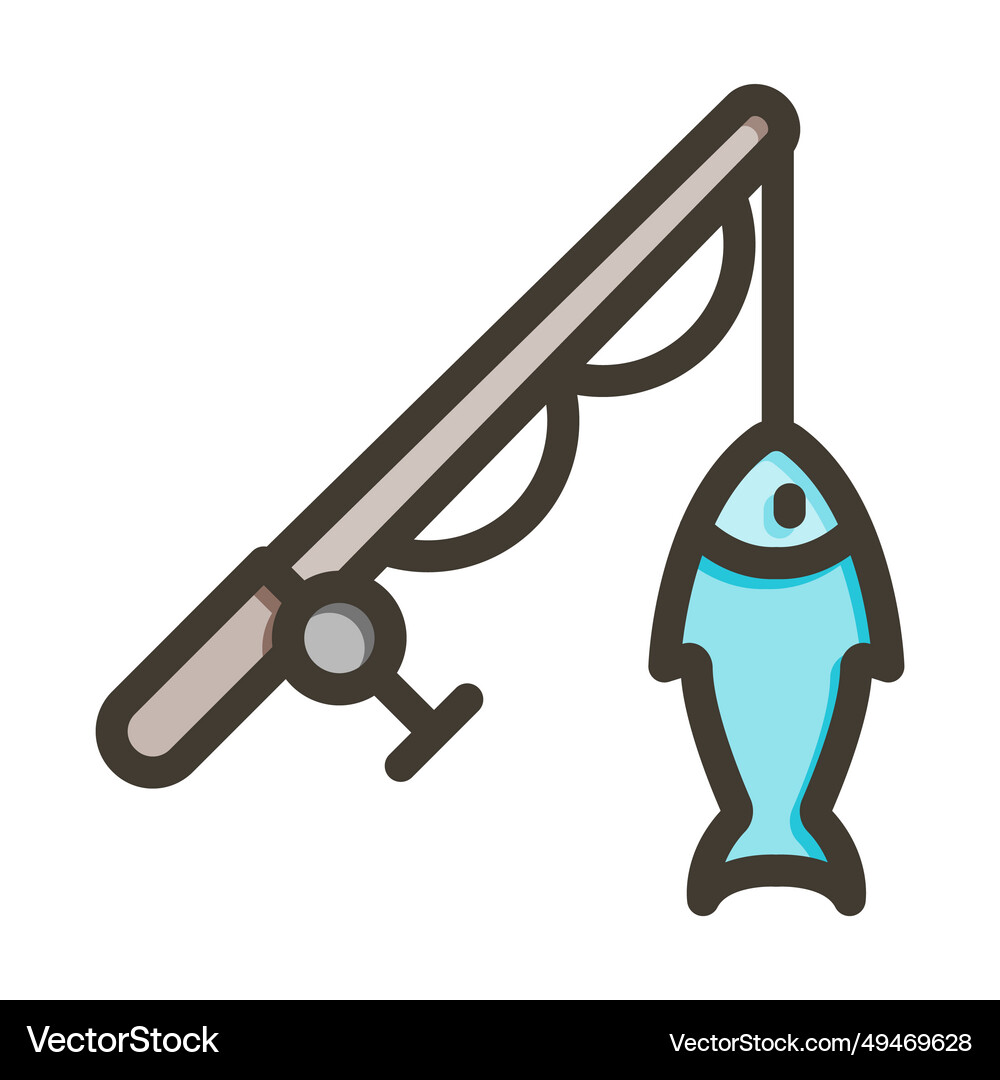 Fishing thick line filled colors icon Royalty Free Vector
