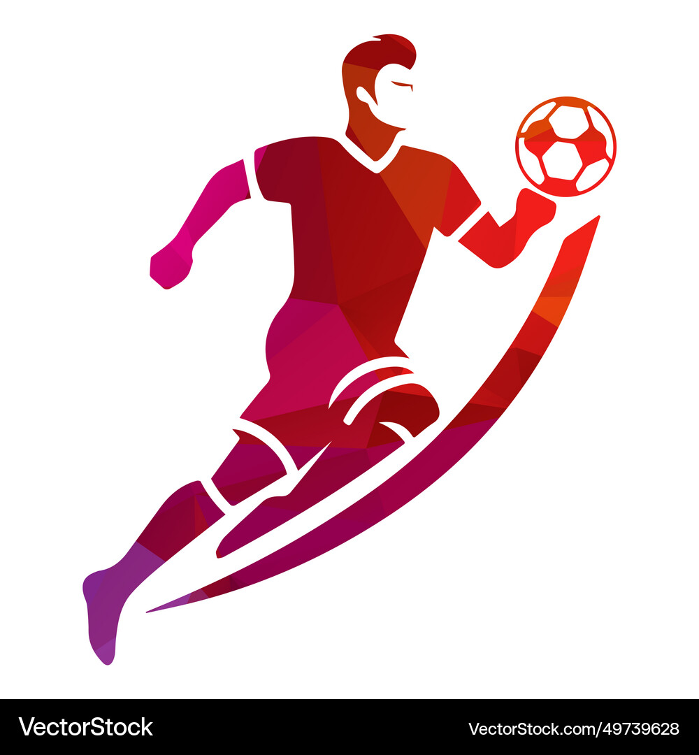 Football player logo design Royalty Free Vector Image