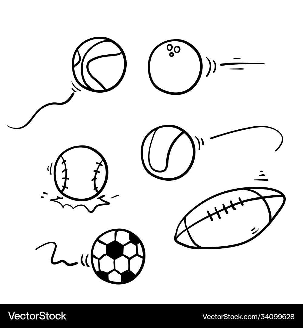 Hand drawn doodle ball sport collection icon Vector Image
