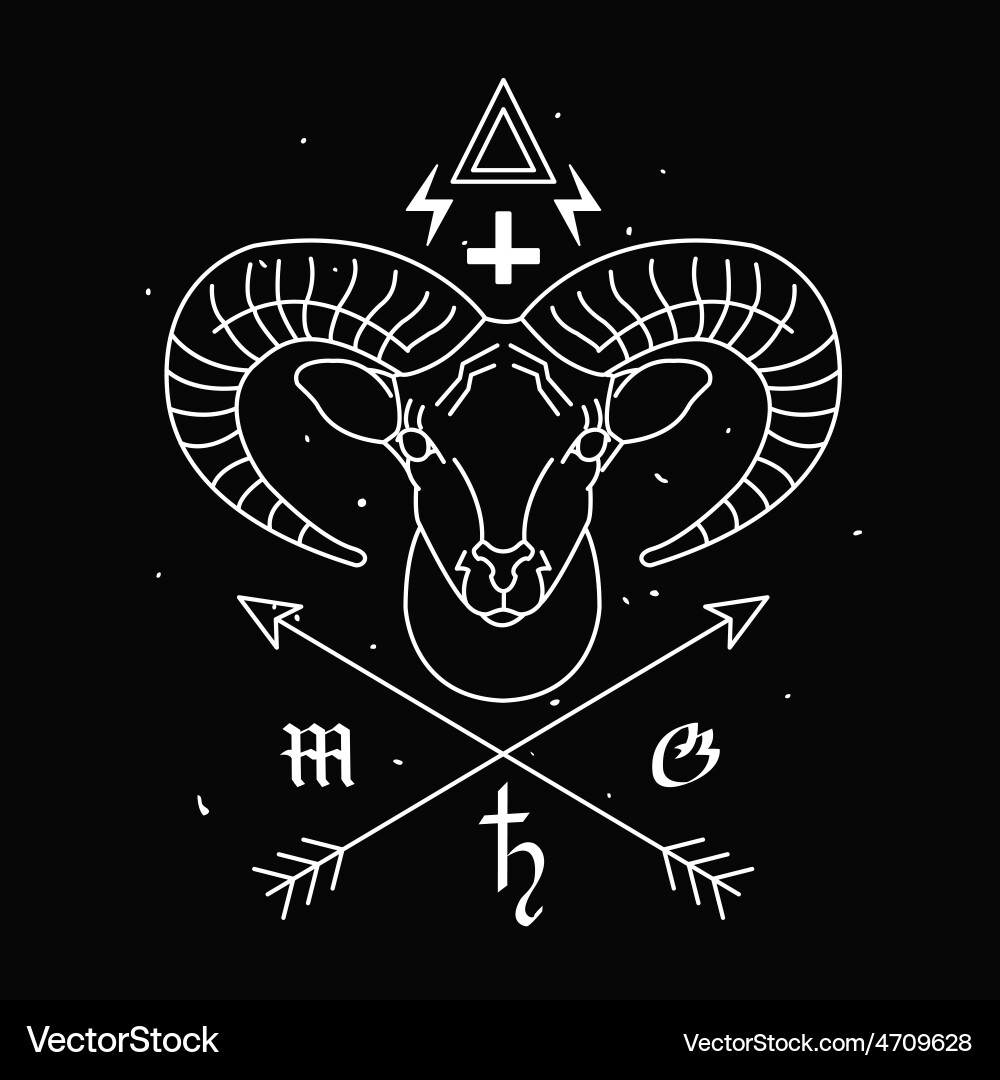 Head goat with arrows linear symbol and emblem Vector Image