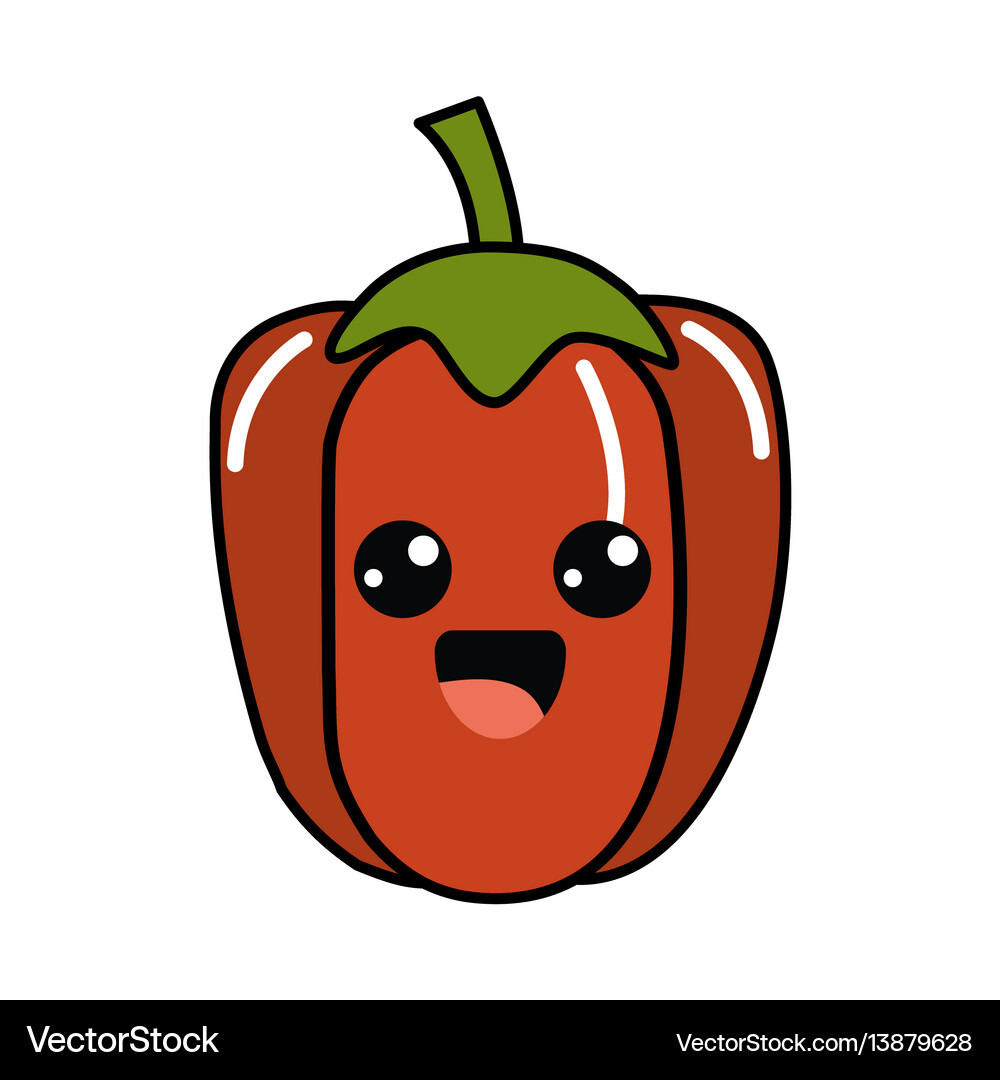 Kawaii happy pepper vegetable icon Royalty Free Vector Image