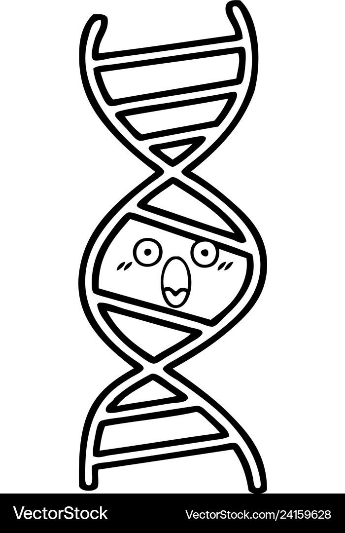 Line drawing cartoon dna strand Royalty Free Vector Image