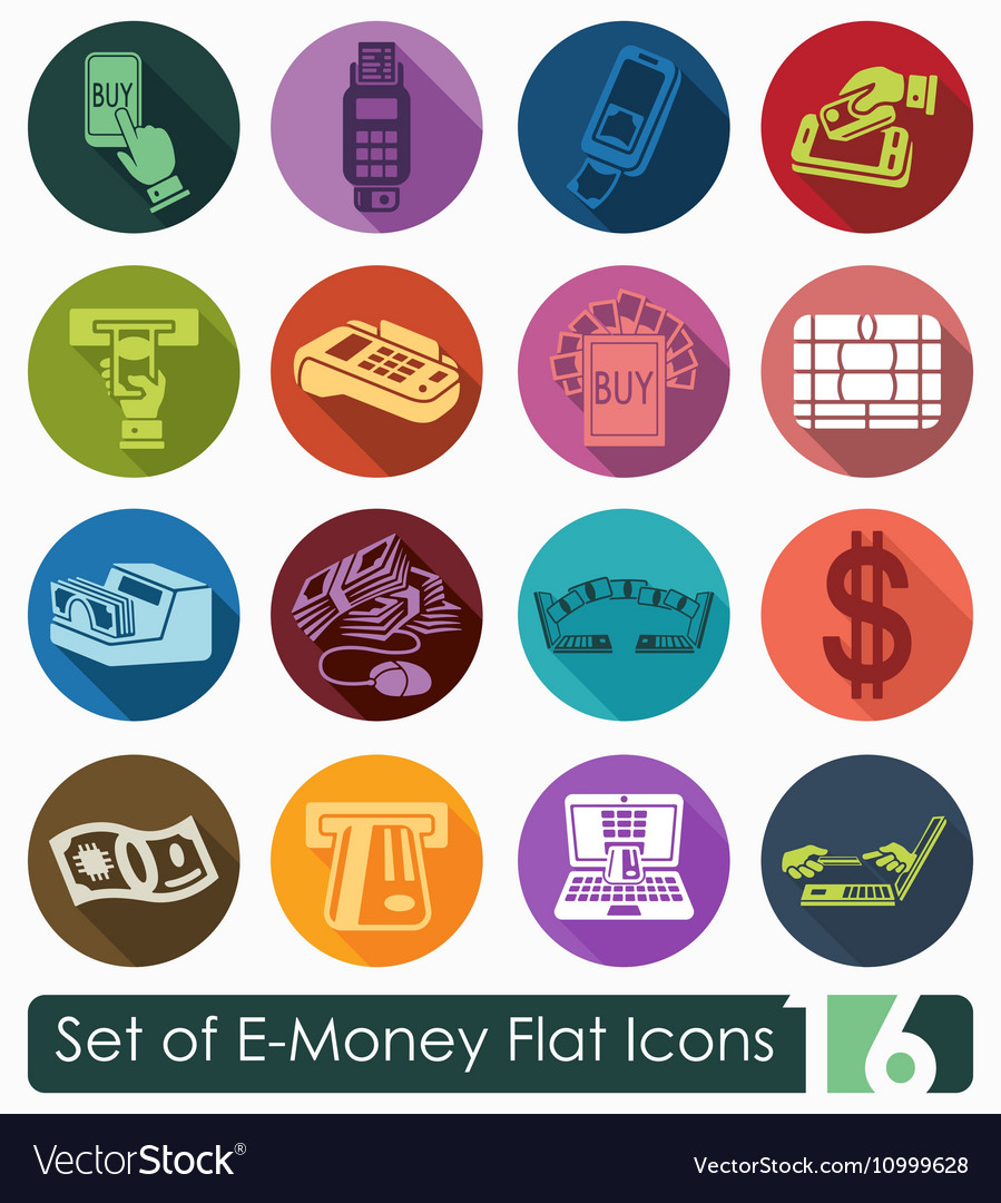 Set of e-money icons Royalty Free Vector Image