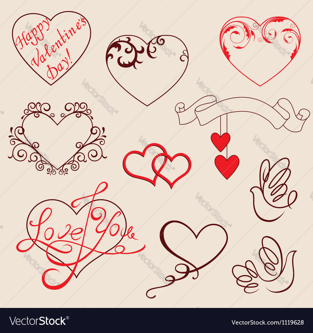 Valentines design elements Royalty Free Vector Image