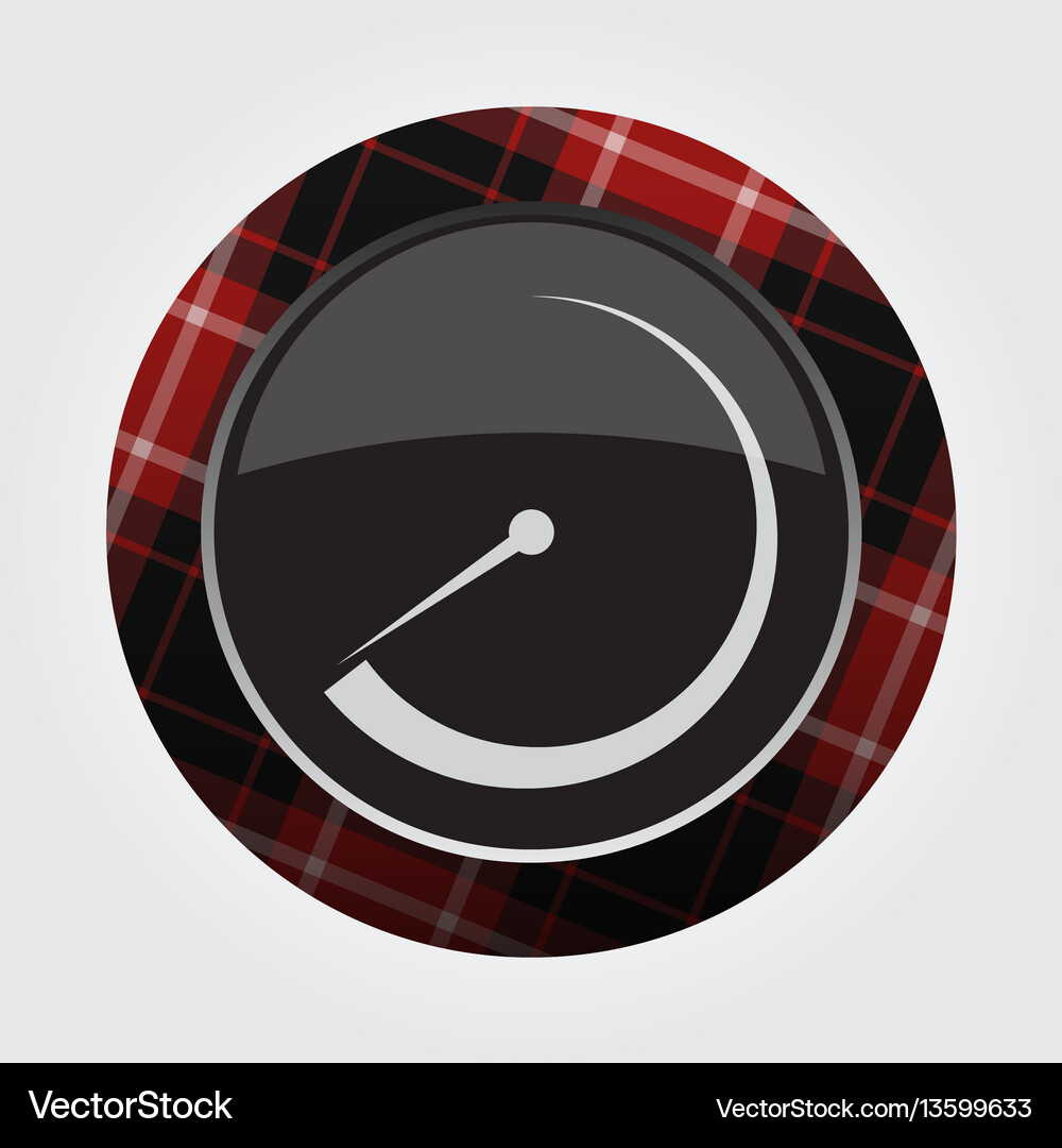 Button with red black tartan - gauge dial symbol Vector Image