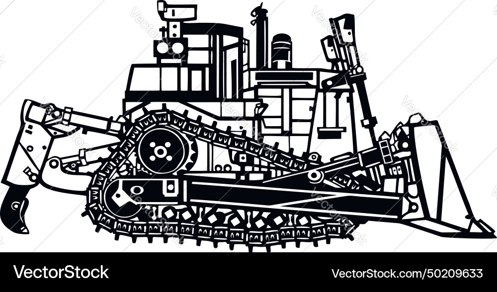 Dozer detailed bulldozer stock Royalty Free Vector Image