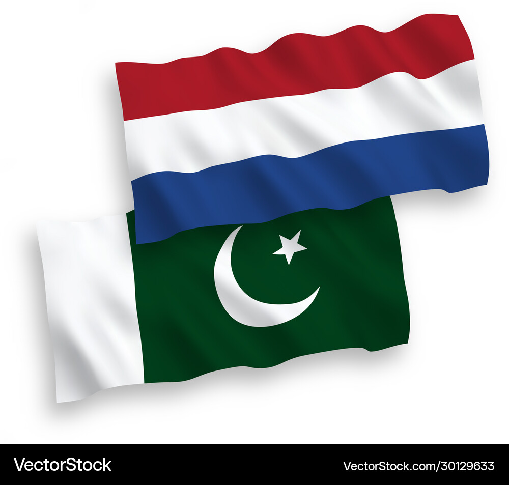 Flags pakistan and netherlands on a white Vector Image