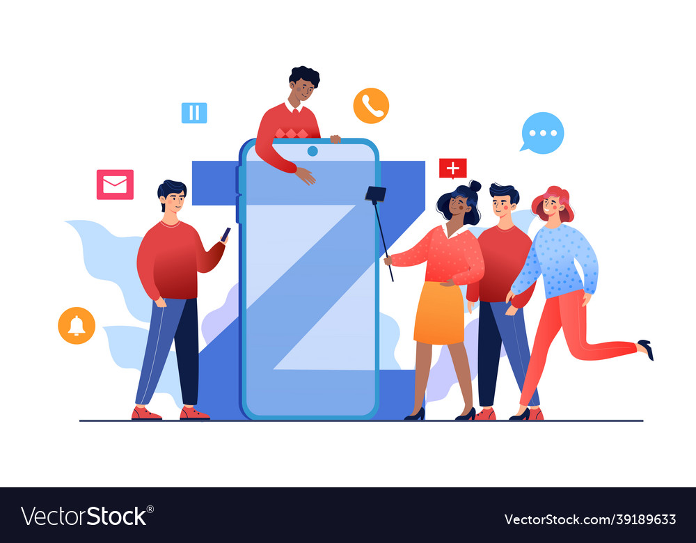 Gen z use digital technology in communication Vector Image
