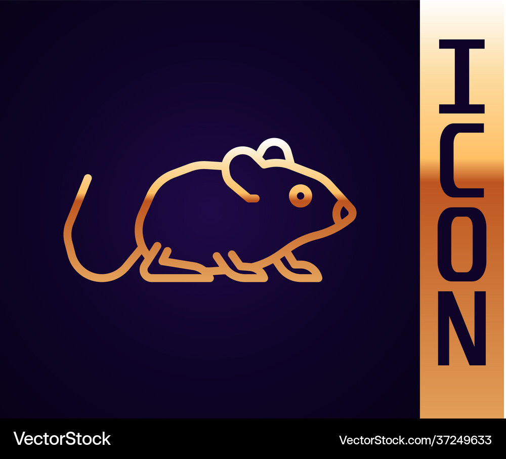 Gold line rat icon isolated on black background Vector Image