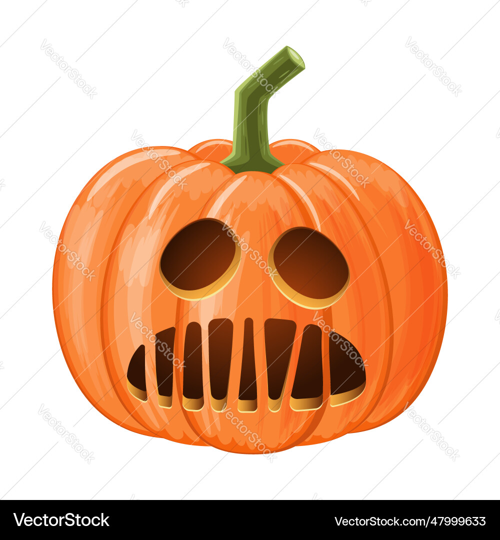 Halloween pumpkin jack olantern isolated white Vector Image