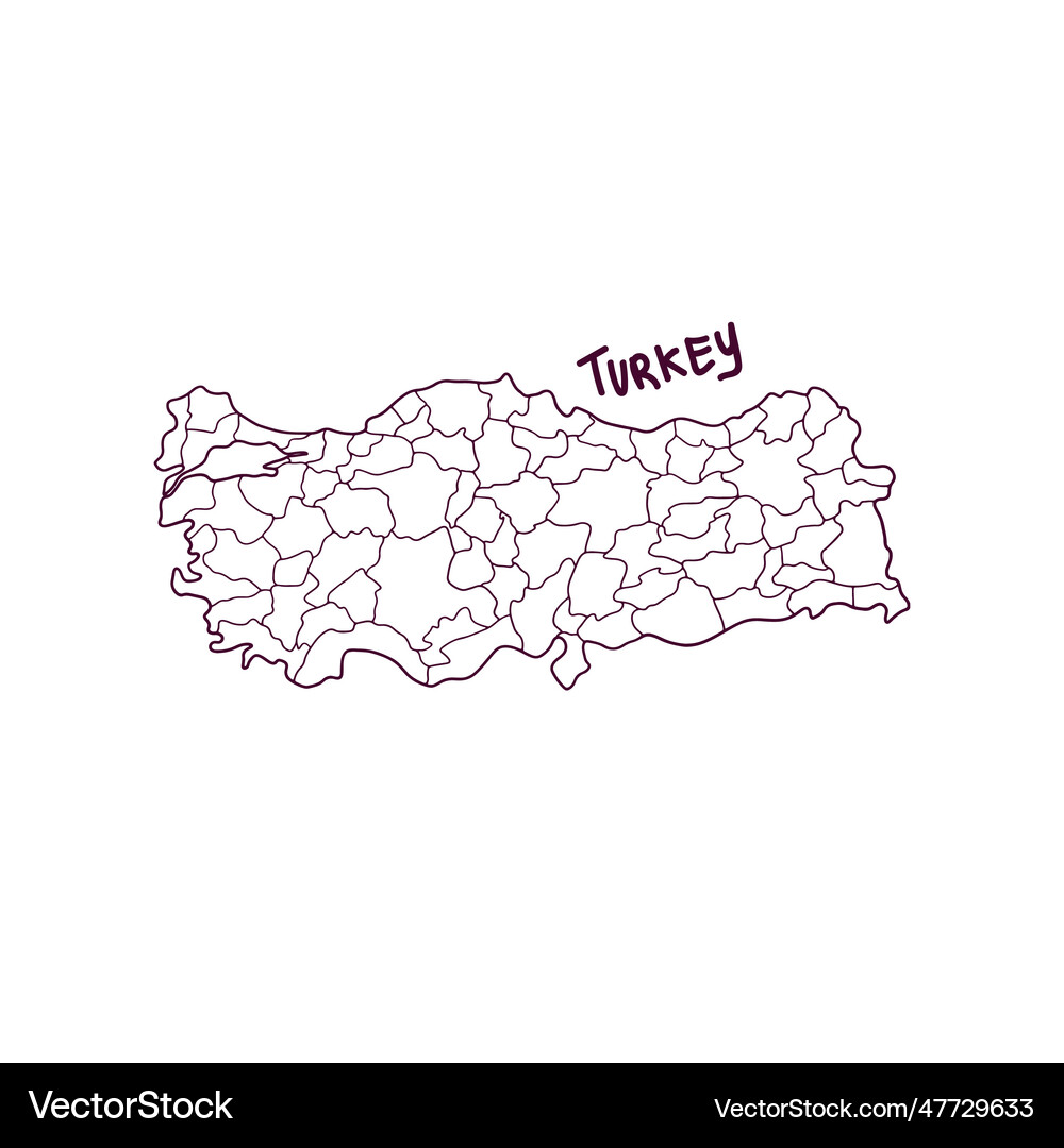 Hand drawn doodle map of turkey Royalty Free Vector Image