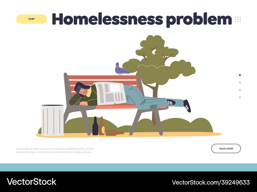 Homelessness problem concept of landing page Vector Image