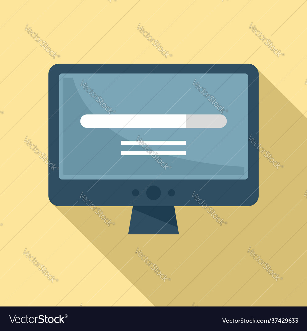 Loading pc software icon flat style Royalty Free Vector