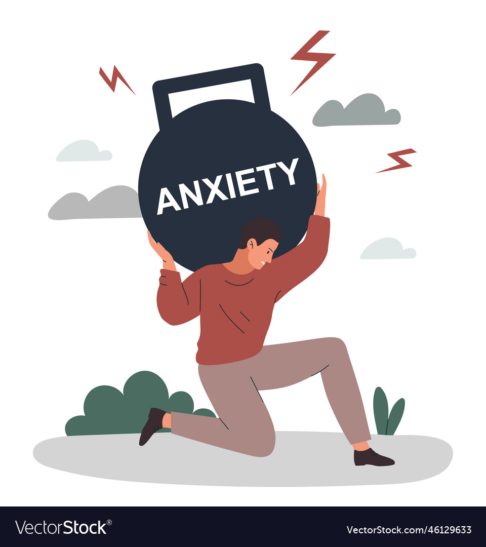 Man with anxiety Royalty Free Vector Image - VectorStock