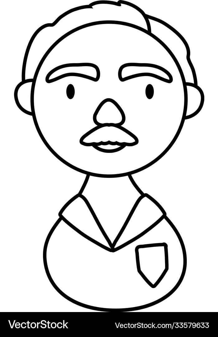 Man with mustache national hispanic heritage line Vector Image