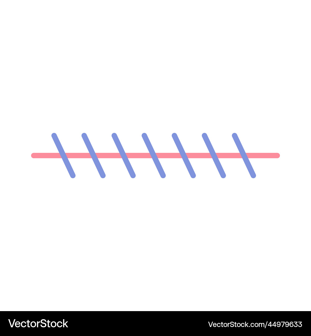 Scar suture stitches after surgery icon Royalty Free Vector