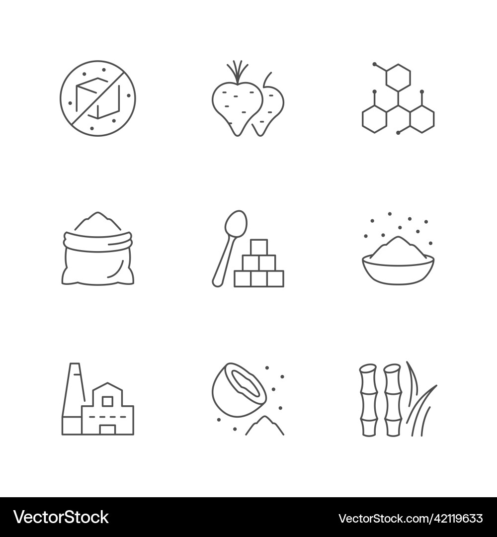 Set line icons of sugar Royalty Free Vector Image